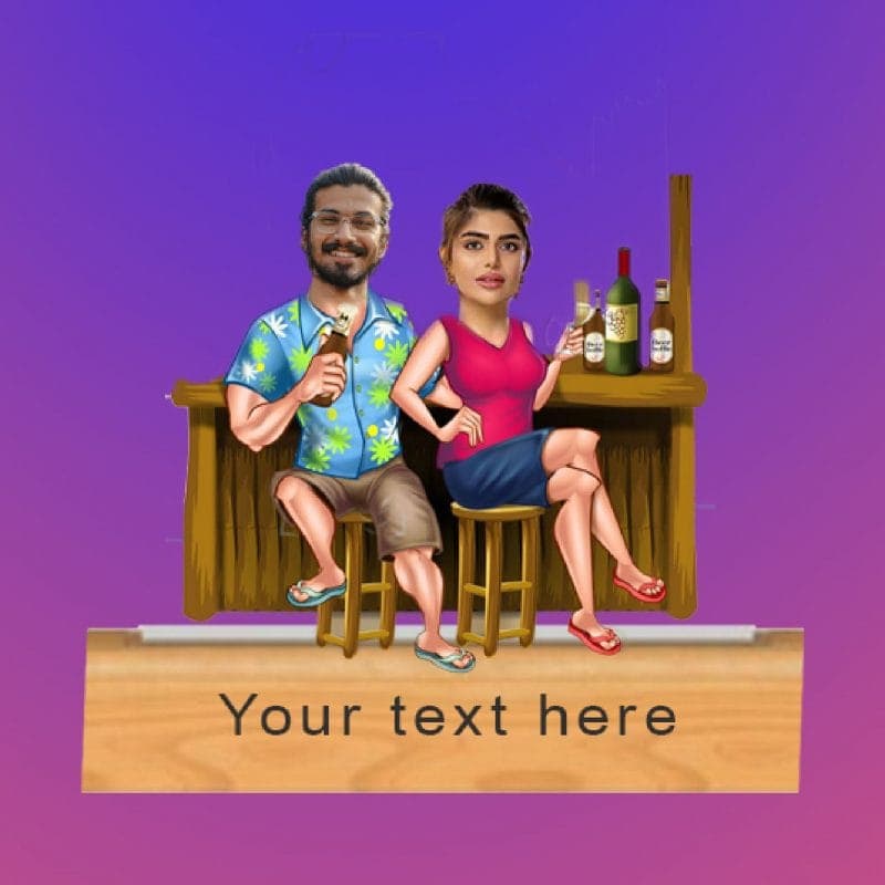 Bar Couple Caricature | Customized Caricature | Printmygift.in